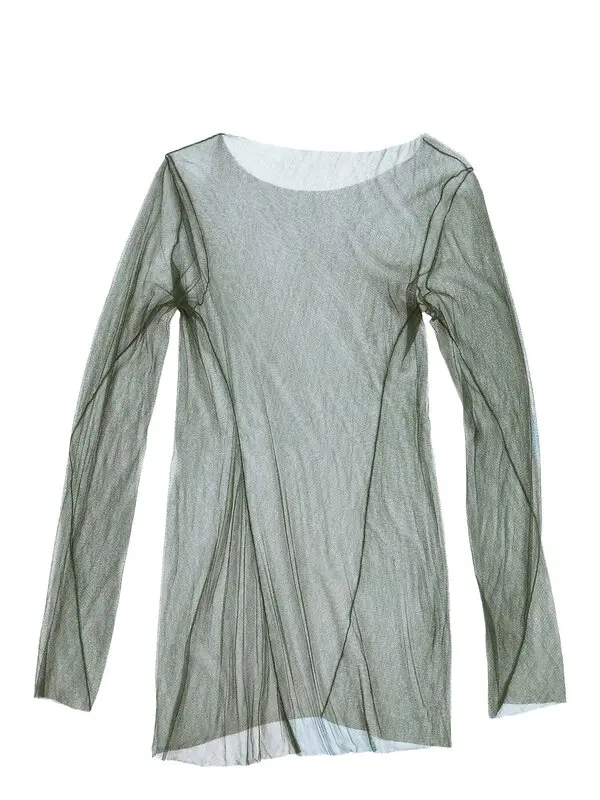 CORTANA Sheer Silk-blend Tulle Top - Olive