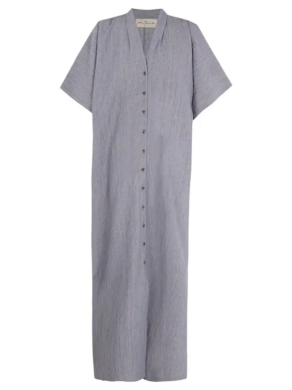 CORTANA Camila Linen Button-front Maxi Dress - Grey