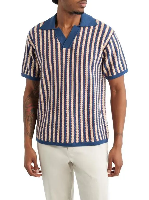 MAVRANS Strike A Match Stripe Polo - Blue