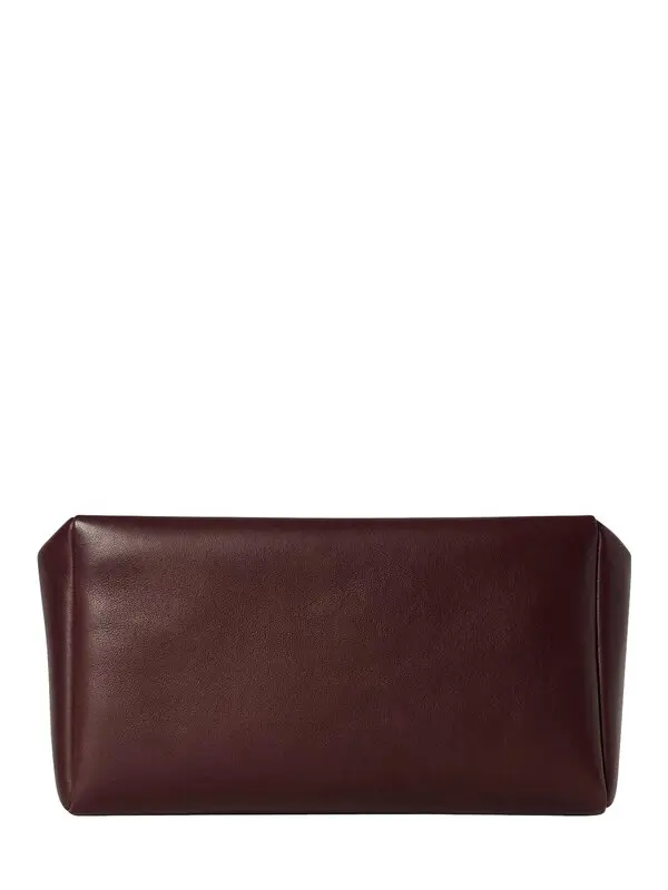 THE ROW Squared Compact Leather Clutch - Burgundy Ans