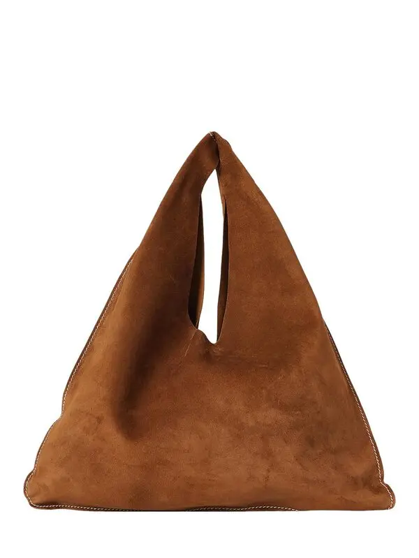 THE ROW Small Bindle Suede Hobo Bag - Bistre/ecru