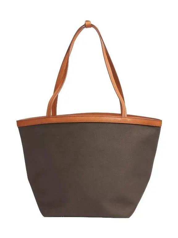 THE ROW Park Three Canvas & Leather Tote - Brown/beige/cuir Ans