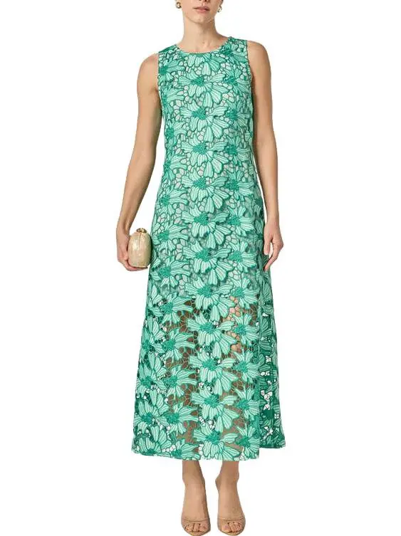 English Factory Floral Embroidered Sleeveless Maxi Dress - Kelly Green
