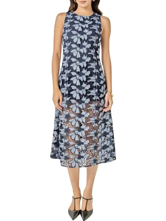 English Factory Floral Embroidered Sleeveless Maxi Dress - Powder Blue/navy