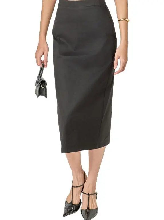English Factory High Waist Column Midi Skirt - Black