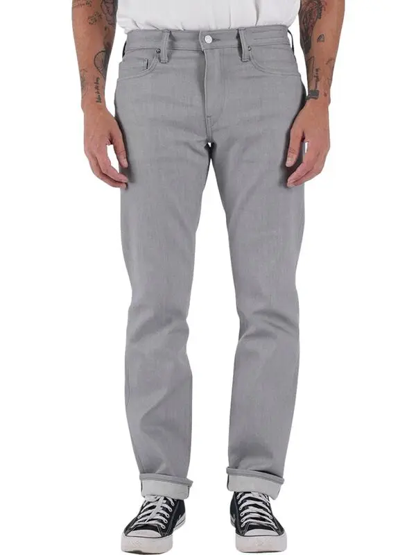 HIROSHI KATO The Hammer Straight Leg 14-ounce Stretch Selvedge Jeans - Silver Gray Raw