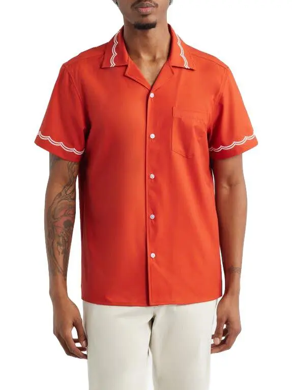 MAVRANS Rust Waves Performance Camp Shirt - Red
