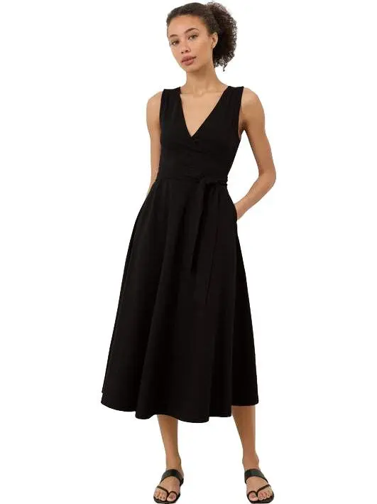 PACT Fit & Flare Easy V-neck Dress - Black