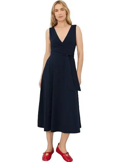 PACT Fit & Flare Easy V-neck Dress - Navy