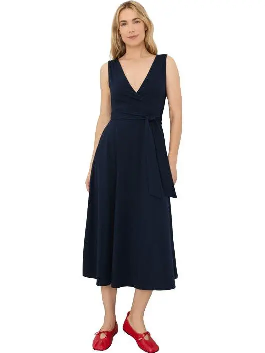 PACT Fit & Flare Easy V-neck Dress - Navy