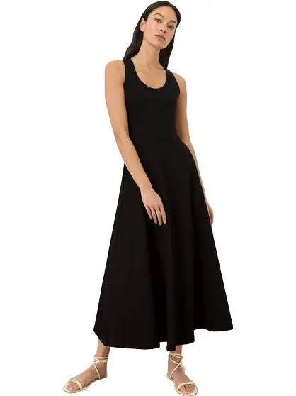 PACT Fit & Flare Open Back Maxi Dress - Black