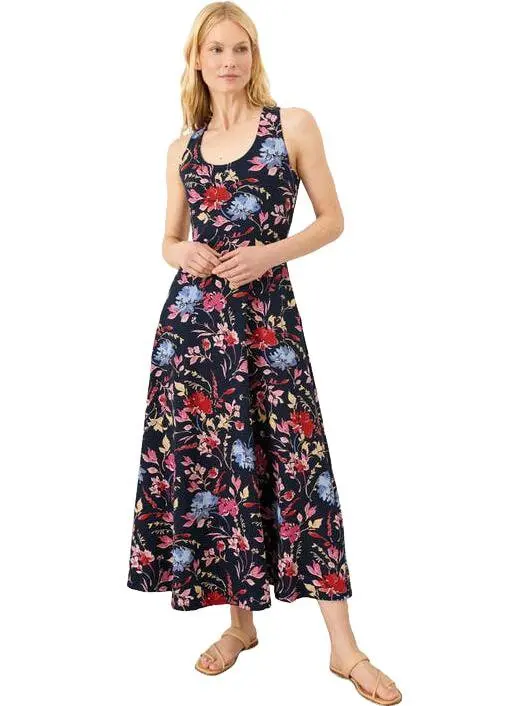PACT Fit & Flare Open Back Maxi Dress - Dayspring Blooms Multi