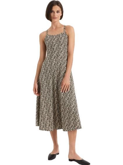 PACT Fit & Flare Midi Dress - Flax Heather Leafmark