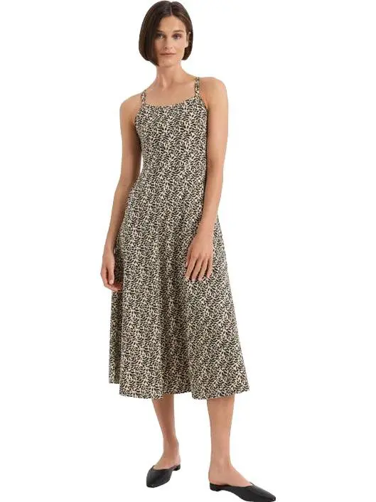 PACT Fit & Flare Midi Dress - Flax Heather Leafmark