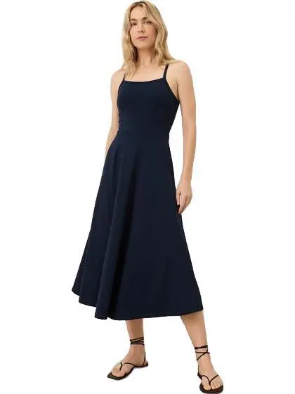 PACT Fit & Flare Midi Dress - Navy