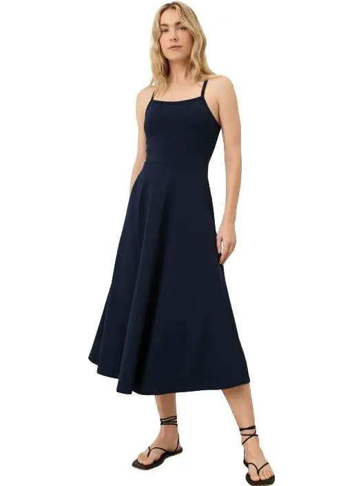 PACT Fit & Flare Midi Dress - Navy