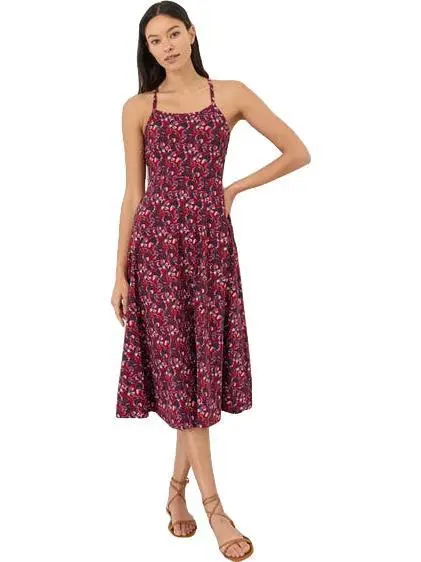 PACT Fit & Flare Midi Dress - Paradise Petals Poppy Red