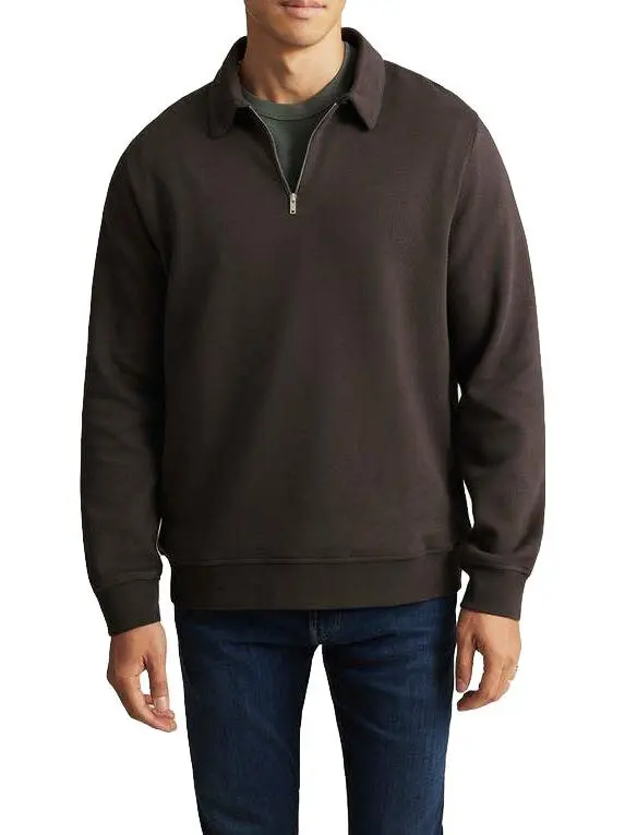 MAVI Half Zip Textured Cotton Fleece Sweatshirt - After Dark