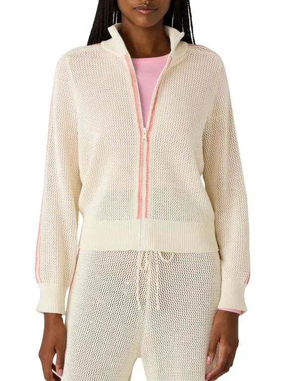 Steve Madden Open Stitch Zip-up Cardigan - Antique