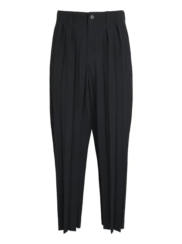 Issey Miyake Edge Pleat Straight Trousers - Black
