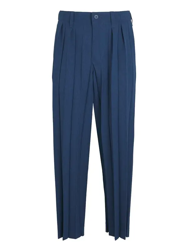 Issey Miyake Edge Pleat Straight Trousers - Navy
