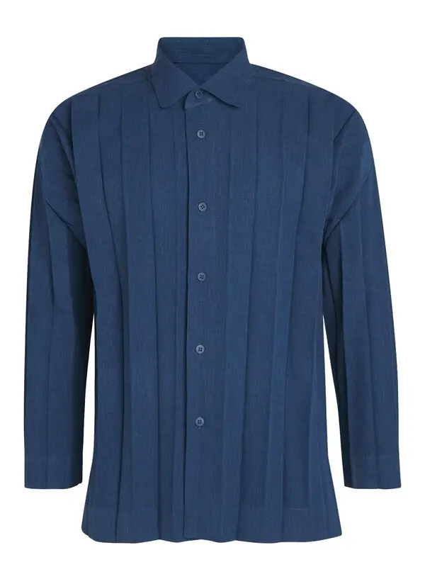 Issey Miyake Edge Pleat Shirt - Navy
