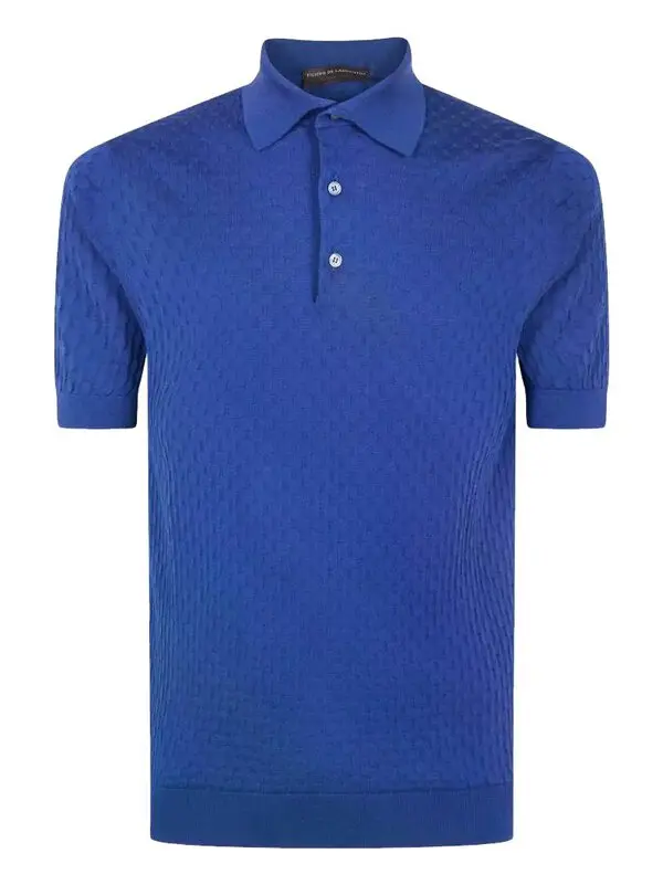 FILIPPO DE LAURENTIIS Textured Polo Shirt - Blue