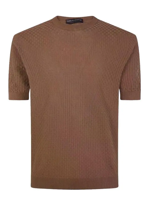 FILIPPO DE LAURENTIIS Checkered T-shirt - Brown