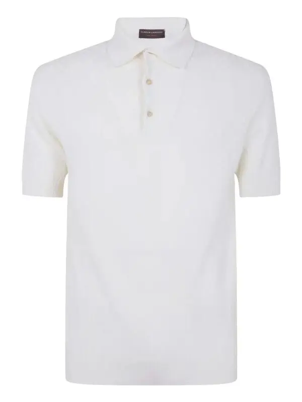 FILIPPO DE LAURENTIIS Textured Short-sleeve Polo Shirt - Neutrals