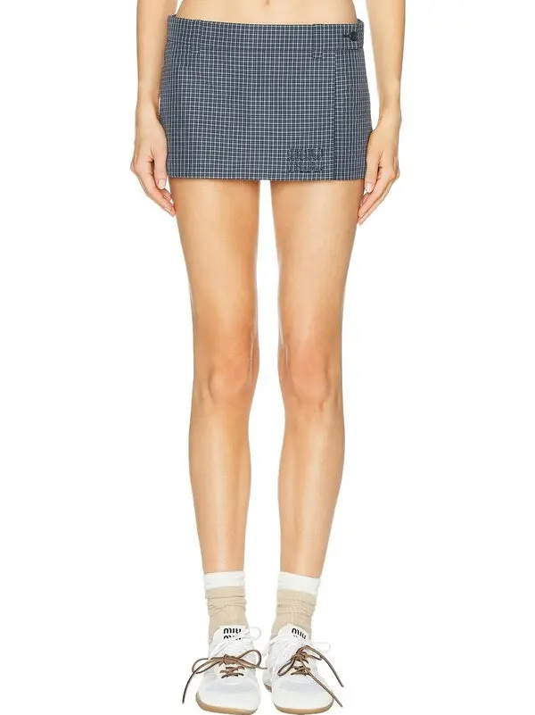 Miu Miu Check Skort - Bleu