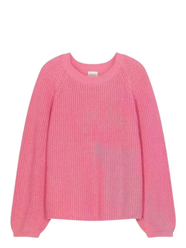 Closed Long Sleeve Crew-neck Sweater - Pink