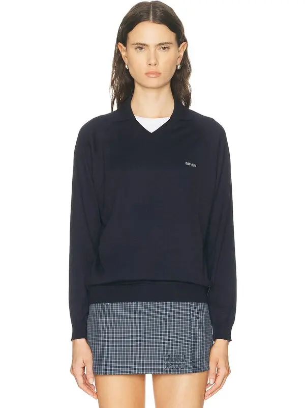 Miu Miu Wool F.14 Sweater - Bleu & Grigio