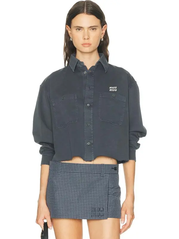 Miu Miu Denim Button-down Top - Fumo