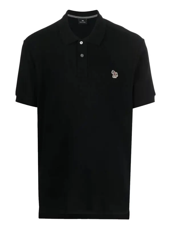 Paul Smith Logo-patch Short-sleeve Polo Shirt - Black