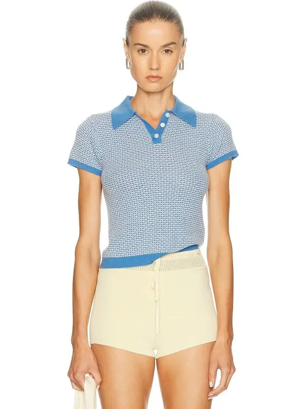 Guest In Residence Pique Shrunken Polo Top - Sail Combo