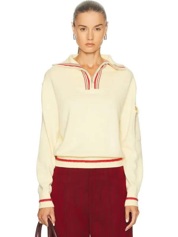 Guest In Residence Jib Polo Half Zip Sweater - Mist