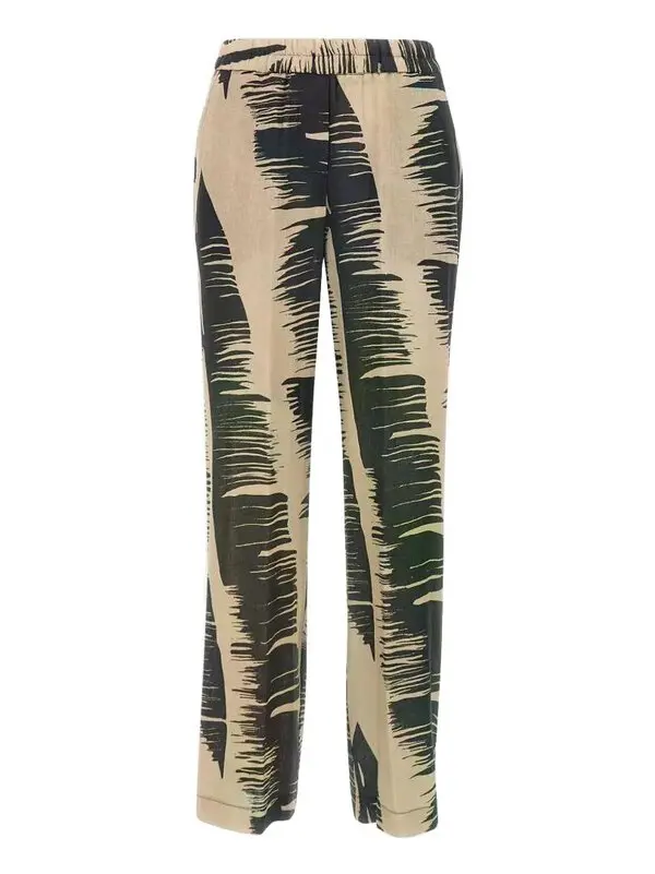 KAOS Brushstroke Print Straight Trousers - Neutrals