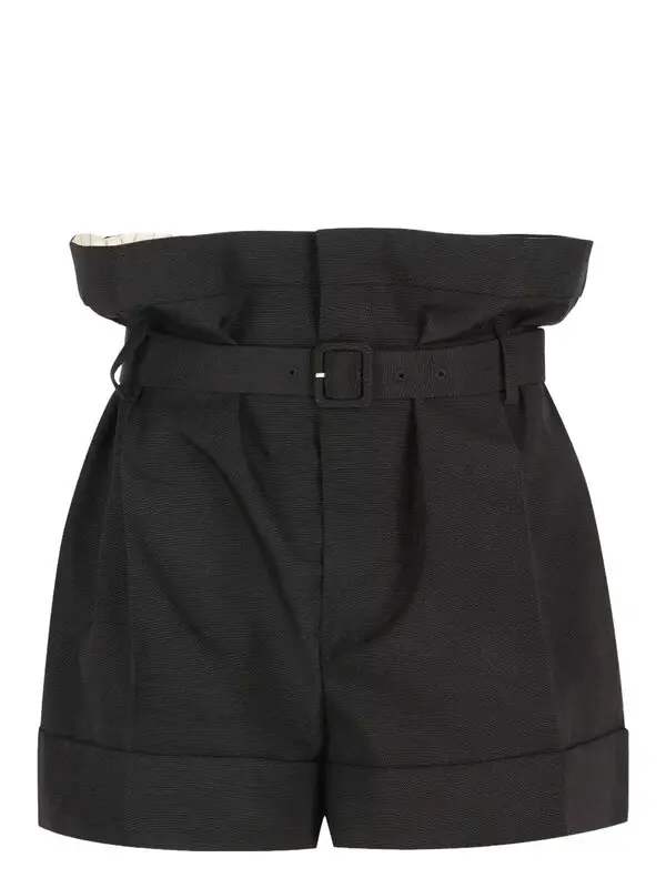 Saint Laurent Paperbag Belted Shorts - Black