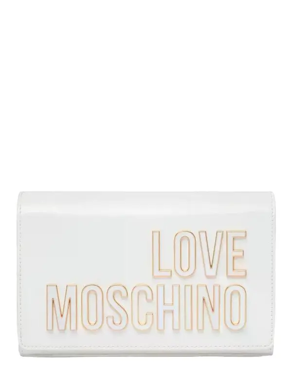 Moschino Lettering Chain Clutch - White