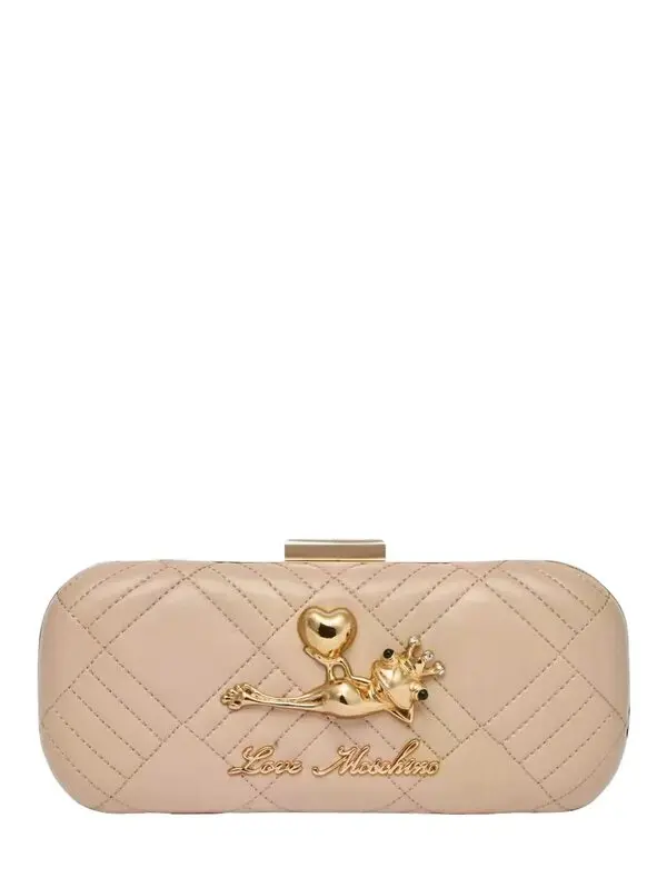 Moschino Quilted Charm Clutch - Neutrals