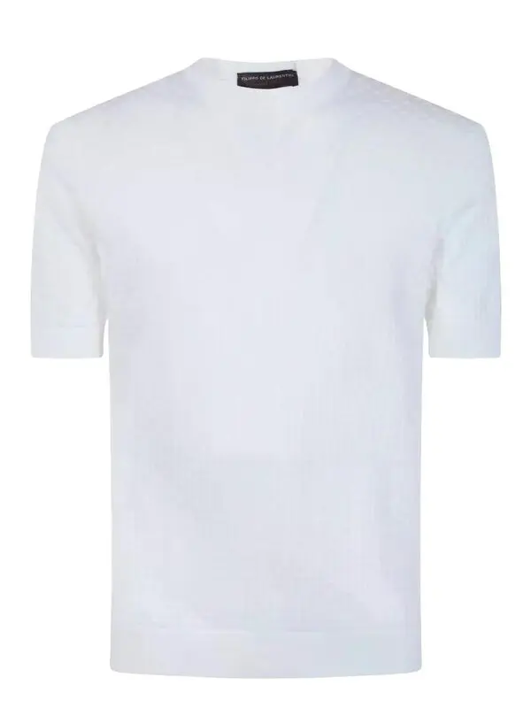 FILIPPO DE LAURENTIIS Short-sleeve Textured Top - White