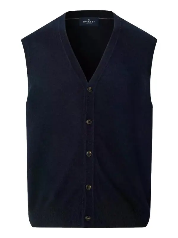 HACKETT V-neck Buttoned Waistcoat - Blue