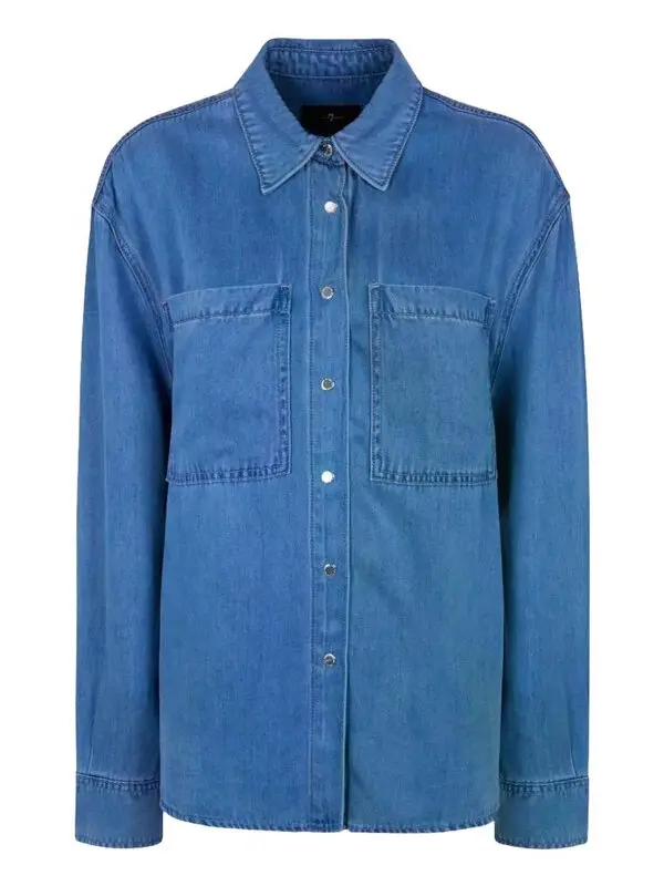 7 For All Mankind Military Pocket Shirt - Blue