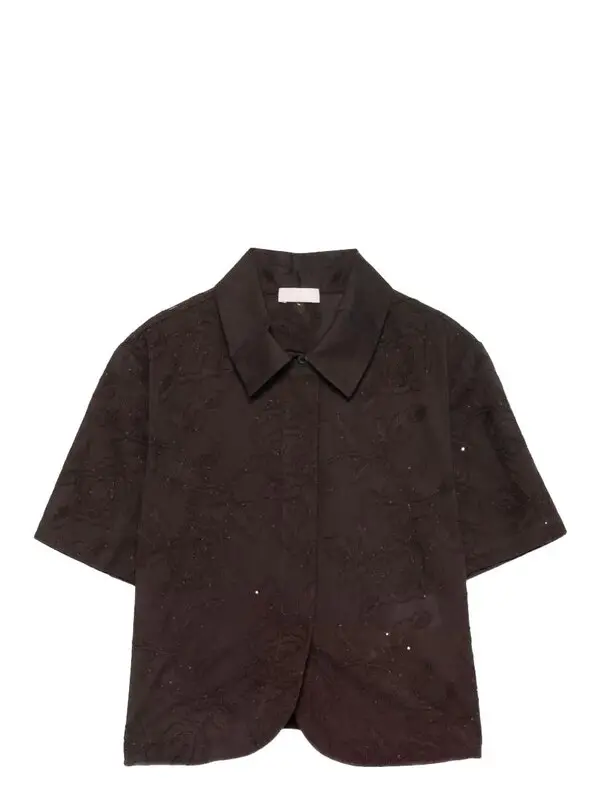 Liu Jo Sequin Floral Shirt - Brown