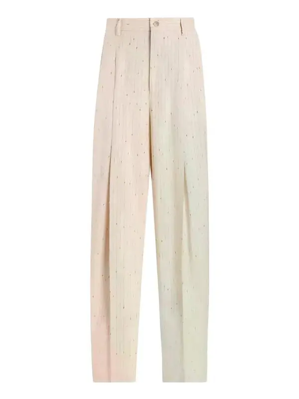 Dolce & Gabbana Beige Striped Jacquard Cotton Trousers - Neutrals