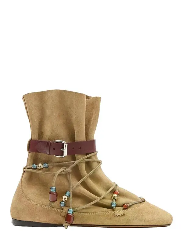 Isabel Marant Étoile Letiz Bead-embellished Ankle Boots - Neutrals