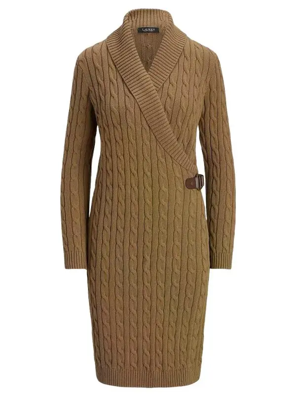 Ralph Lauren Cable-knit Wrap Dress - Neutrals
