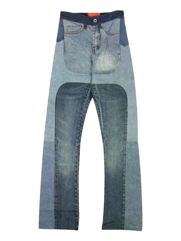 WHO DECIDES WAR BY EV BRAVADO Patchwork Denim Jeans - Blue