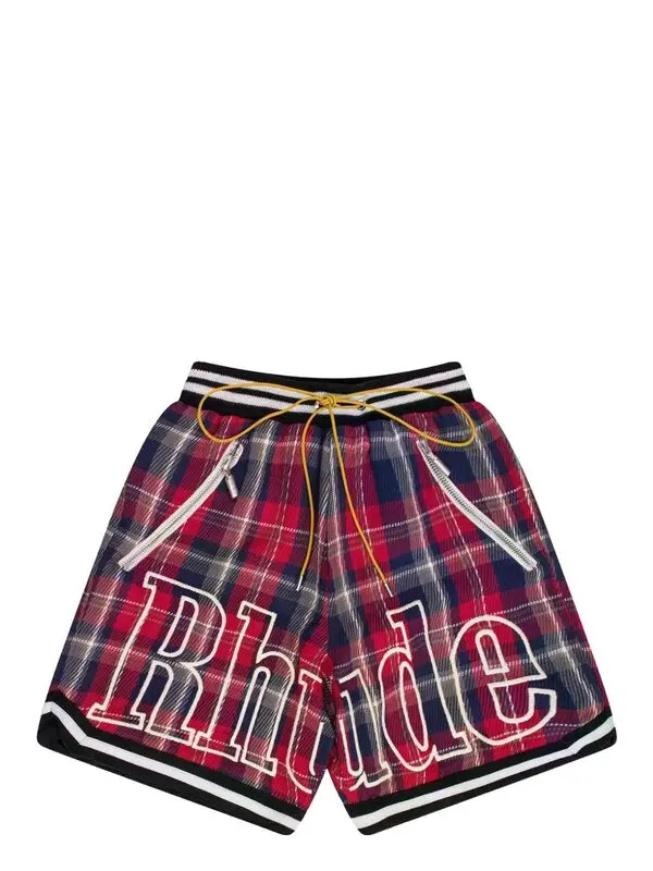 Rhude Checked-pattern Shorts - Red