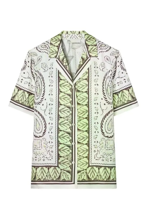 Tory Burch Silk Camp Shirt - Neutrals